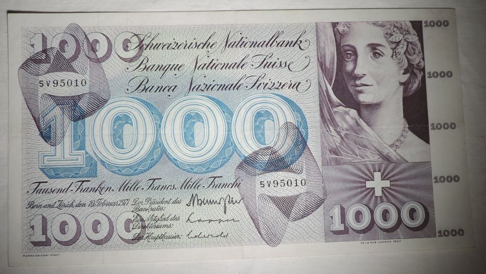 1000 Franken Banknote 1971 | Kaufen auf Ricardo