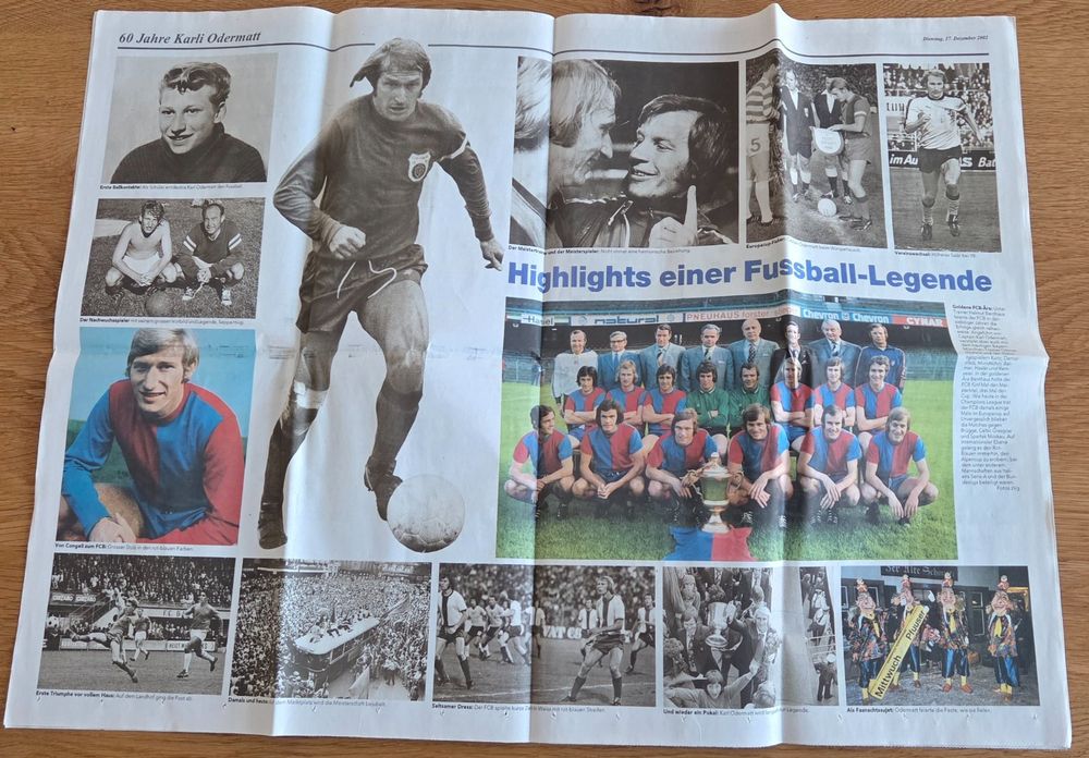 Zeitung vom 17.12.02, 60 Jahre Karl Odermatt. FC Basel, FCB. (Neu ...