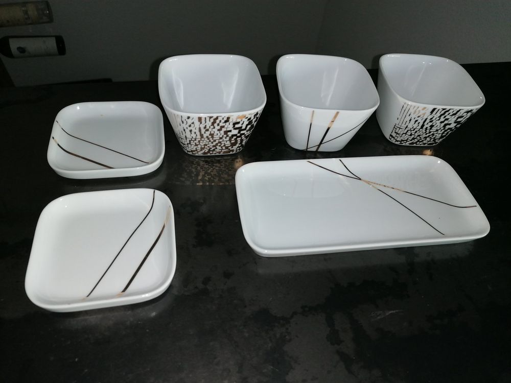 KAHLA Porzellan Apéro-Set 6-teilig mit Gold-Dekor (Rarität) (Neu (gemäss Beschreibung)) in ...