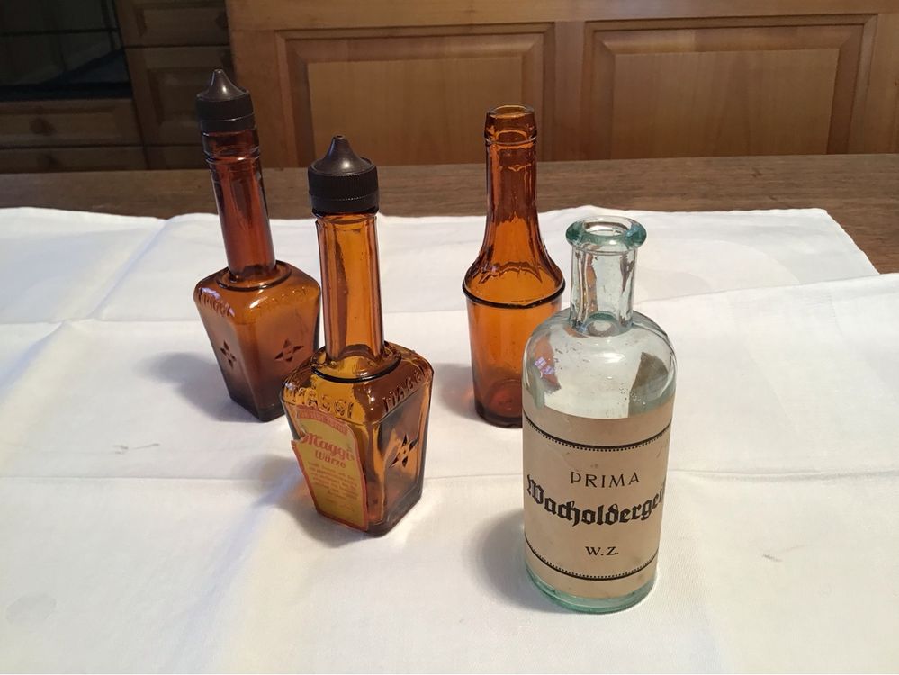 2 Antike kleine Maggi, 1 Knorr Flasche,1Wacholder Flasche (Gebraucht ...