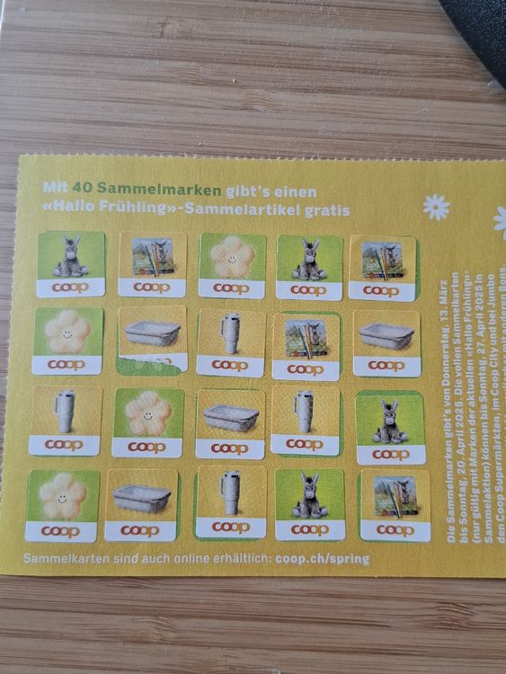 1 volle Karte Sammelmarken «Hallo Frühling» 40 Sticker Coop (Gebraucht ...