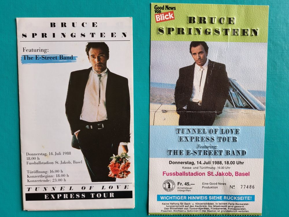 Bruce Springsteen: Ticket + Flyer 1988 Basel, St. Jakob (Gebraucht) in ...