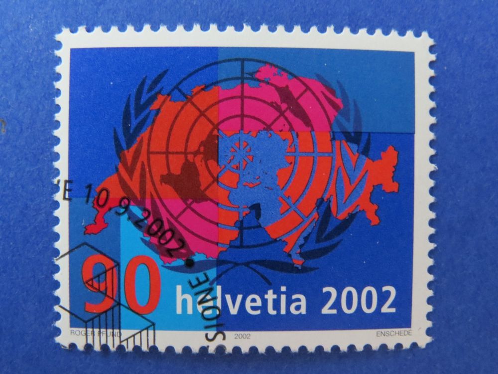 Sonderm.'UNO-Beitritt der Schweiz' 2002 - off.ET-St. GENÈVE (Gebraucht) in Brunnen für CHF 0.4 ...