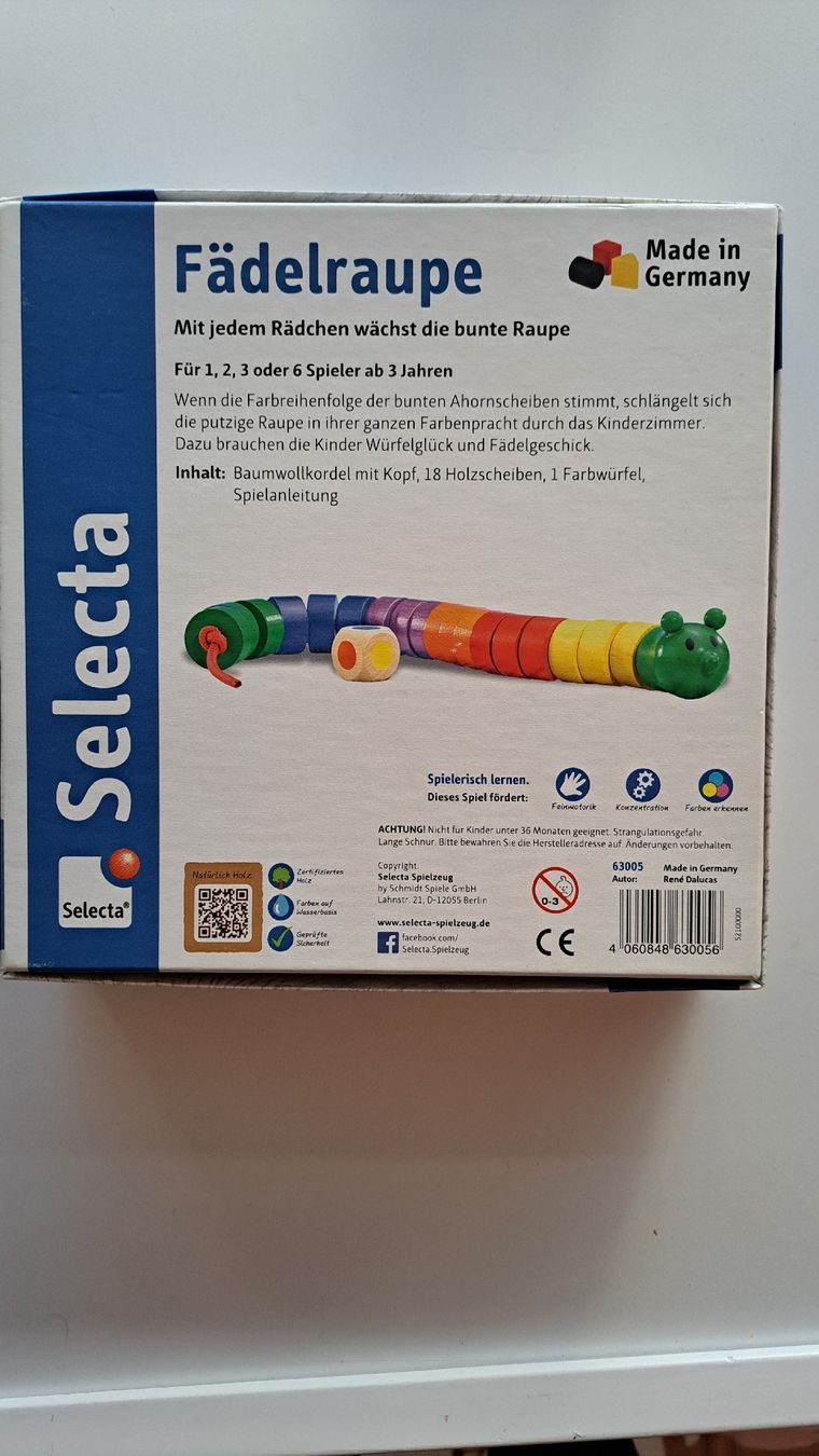 Selecta Fädelraupe Holzspielzeug, komplett und ab 3 Jahren (Gebraucht ...