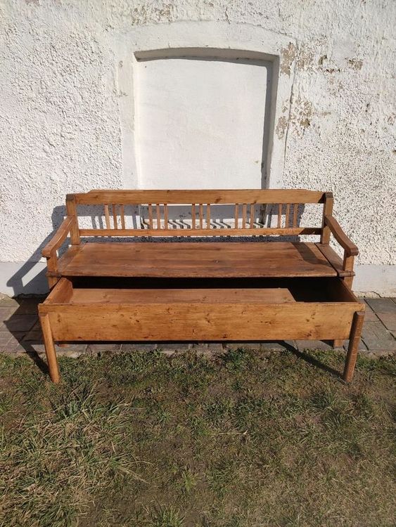 BNK166 Seltene Truhenbank Küchenbank Bauernbank Weichholzmöb | Kaufen auf Ricardo