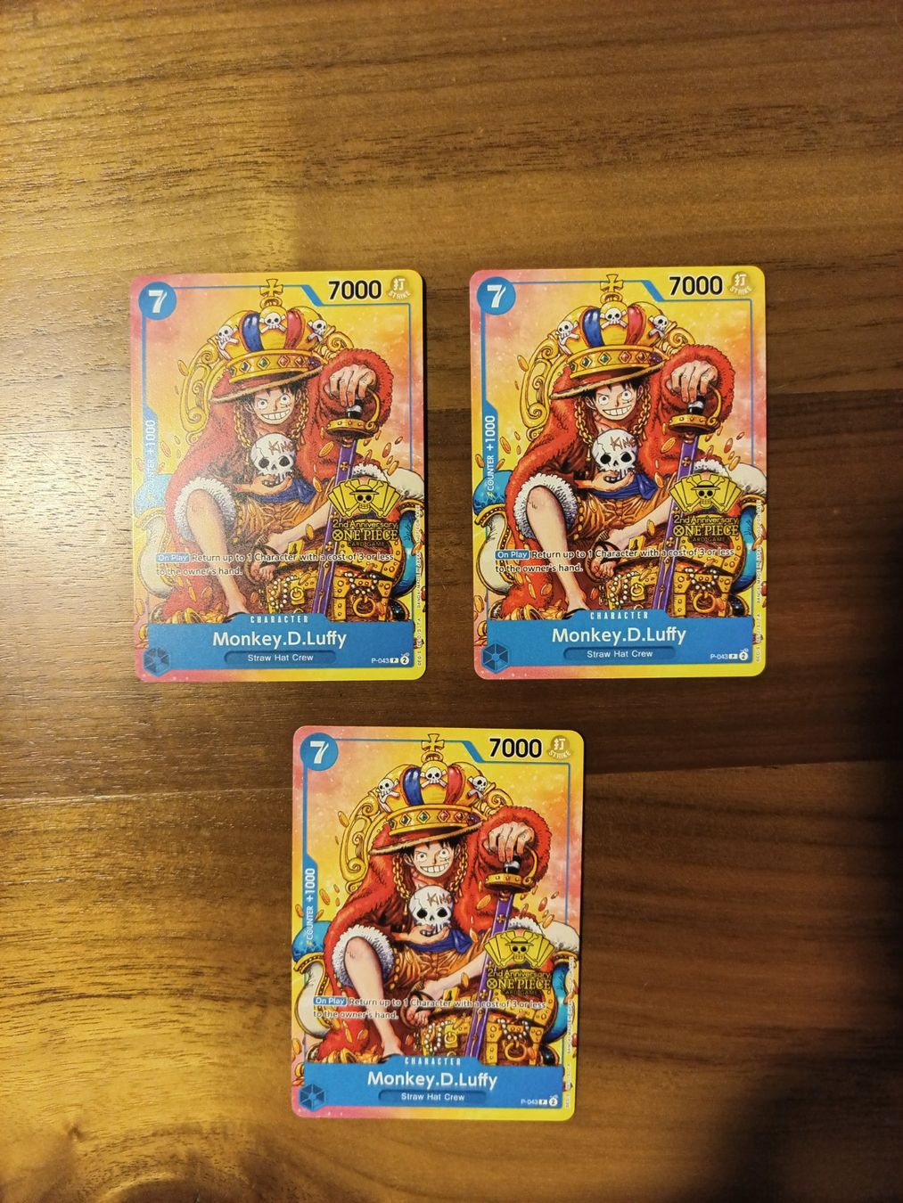 3 x One Piece Card Game: Monkey D. Luffy - P-043 (Neu (gemäss ...