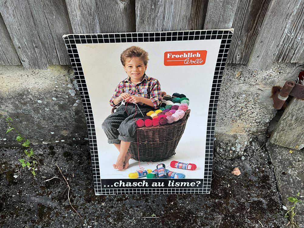 Froehlich Wolle Werbeplakat Vintage 60x45 beidseitig | Kaufen auf Ricardo