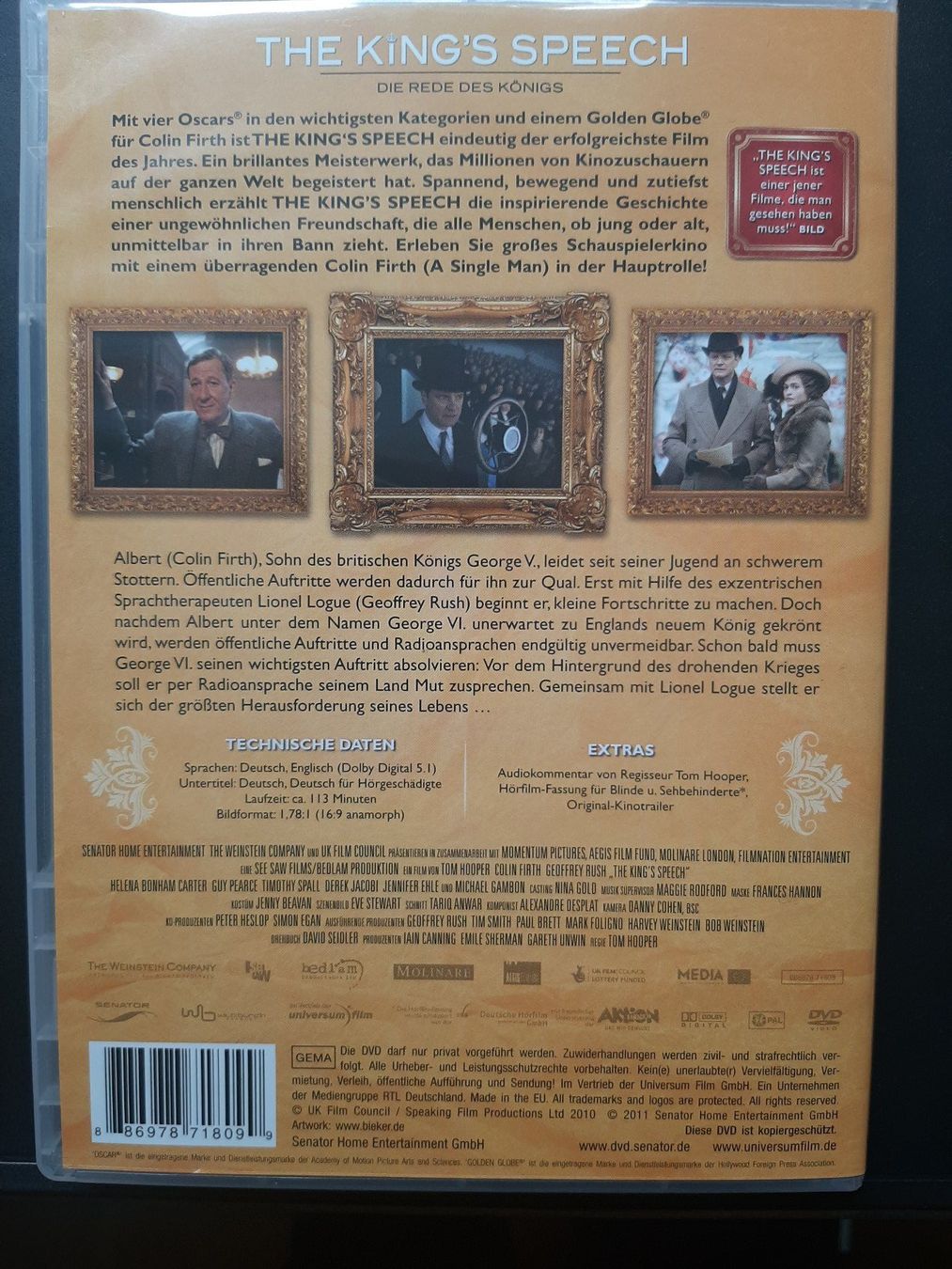 DVD "The King's Speech/Die Rede des Königs". Mit Colin Firth (Gebraucht ...