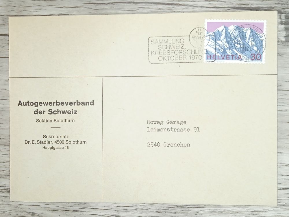TR17 Enveloppe + Timbre Suisse 1970 (Gebraucht) in Cousset für CHF 0.65 – mit Lieferung auf ...