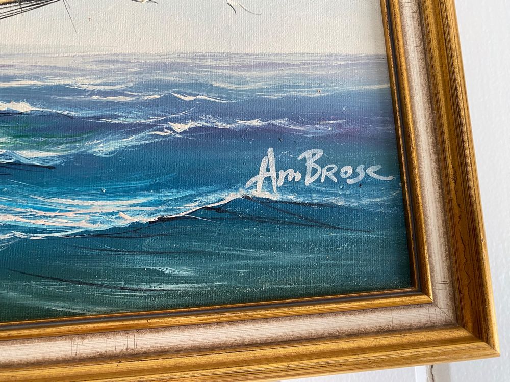 Segelschiff Gemälde AmBrose Holzrahmen | Kaufen auf Ricardo