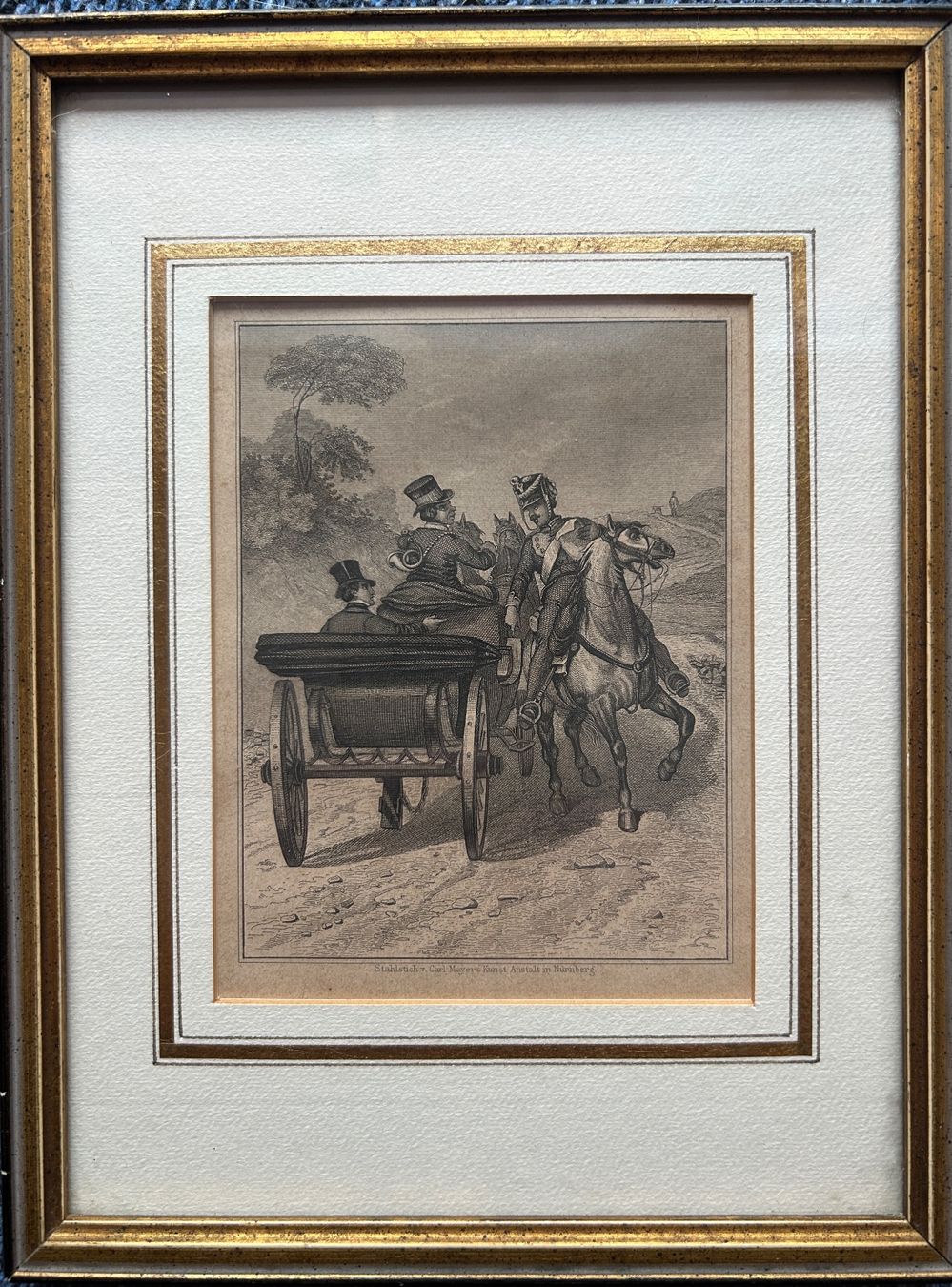 Stahlstich "Reiter und Kutsche", Johann Adam Klein, um 1850 (Gebraucht ...