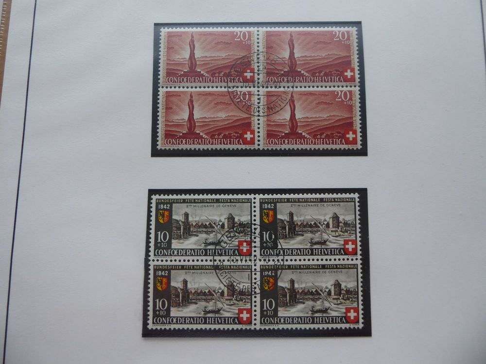 1942 Pro Patria 4er Block Serie mit E.T. Zentrumsstempel | Kaufen auf Ricardo