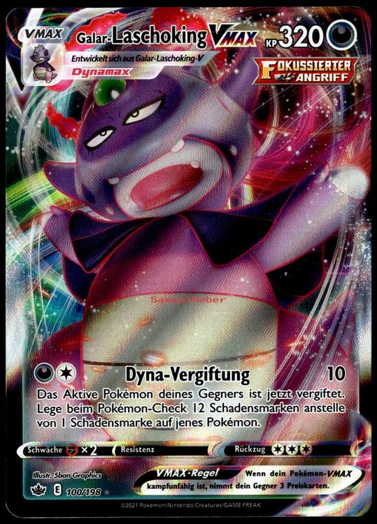 Pokémon Galar-Laschoking VMAX / Slowking CRE 100 / DE / NM (Gebraucht ...