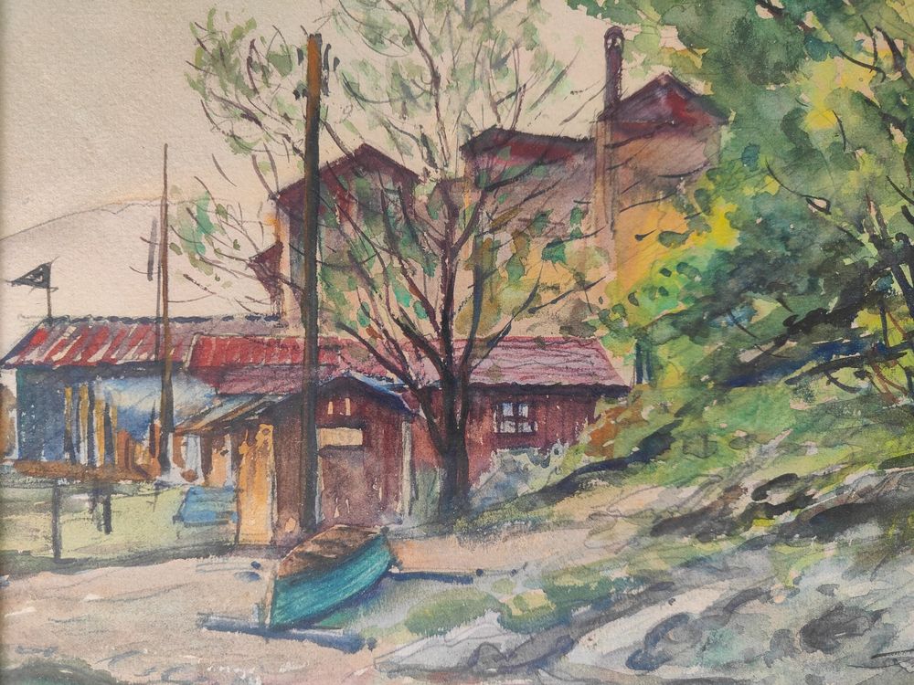Aquarelle signée "maison de pêcheurs" lac de Neuchâtel (Gebraucht) in Tramelan für CHF 50 – mit ...