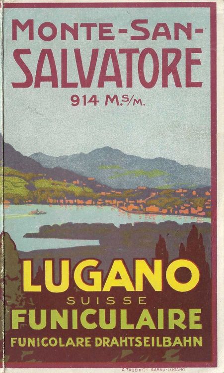 Lugano S. Salvatore - Farblitho Werbung mit Fahrplan, 1925 | Kaufen auf Ricardo