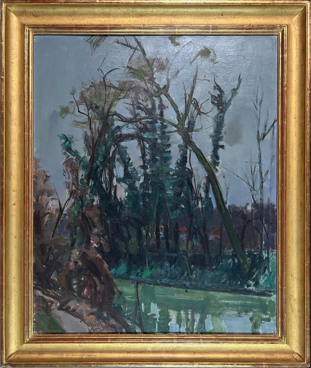 Rudolf Zender. Schweizer Kunst. Abendlandschaft am Wasser (Gebraucht ...