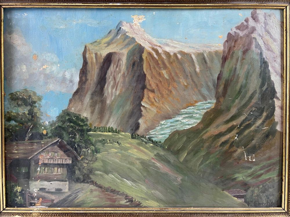 Berglandschaft Gemälde von Eberhard Florian ca 1942 (Gebraucht) in Neuhausen am Rheinfall für ...
