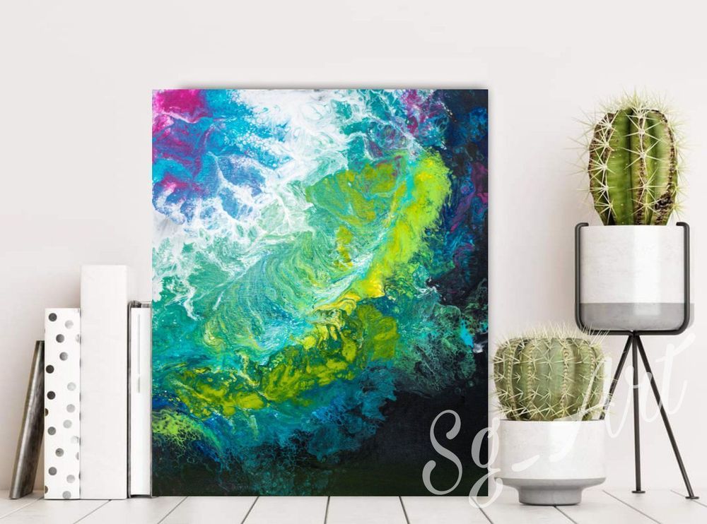 Acrylbild Pouring abstrakt bunt Unikat | Kaufen auf Ricardo