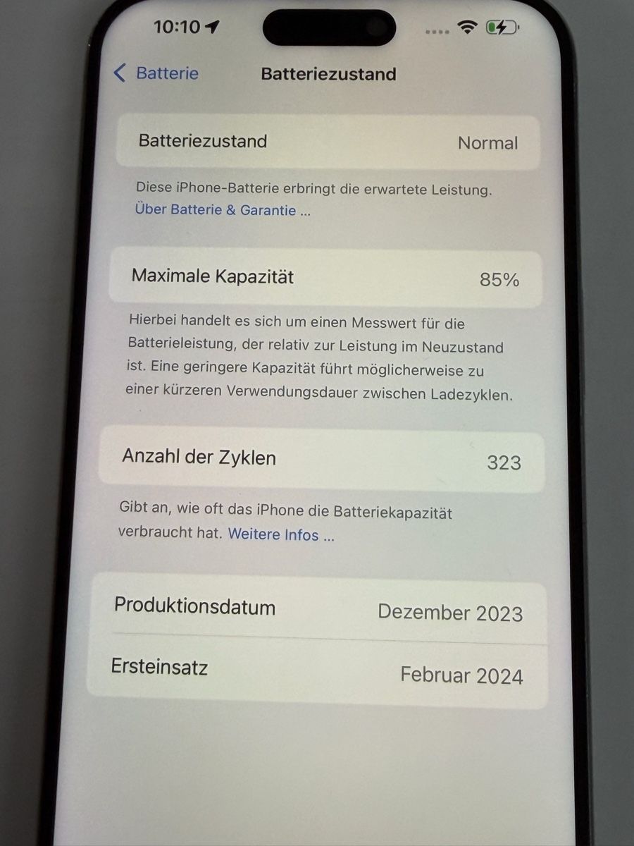 iPhone 15 Pro Max, 256 GB, Titan Grau, Batterie 85% (Defekt) in Liestal ...
