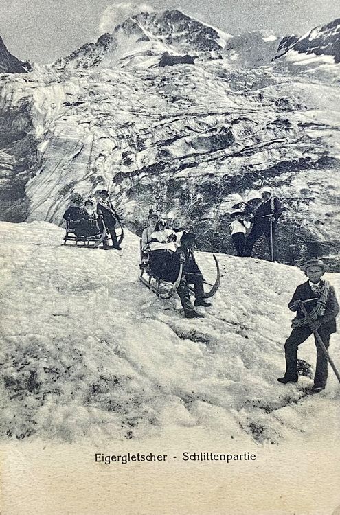 Antike AK Eigergletscher - Schlittenpartie Winter belebt (Gebraucht) in Root für CHF 2 – mit ...