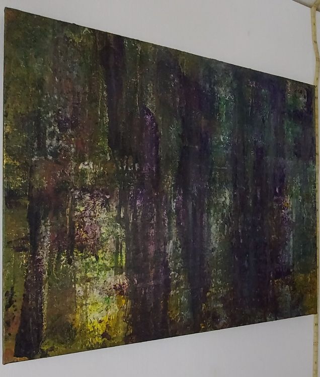 Gemälde Wald mit Lichtblick ☺️von mir selbstgemalt 46×38 (Gebraucht) in Riehen für CHF 18 – mit ...