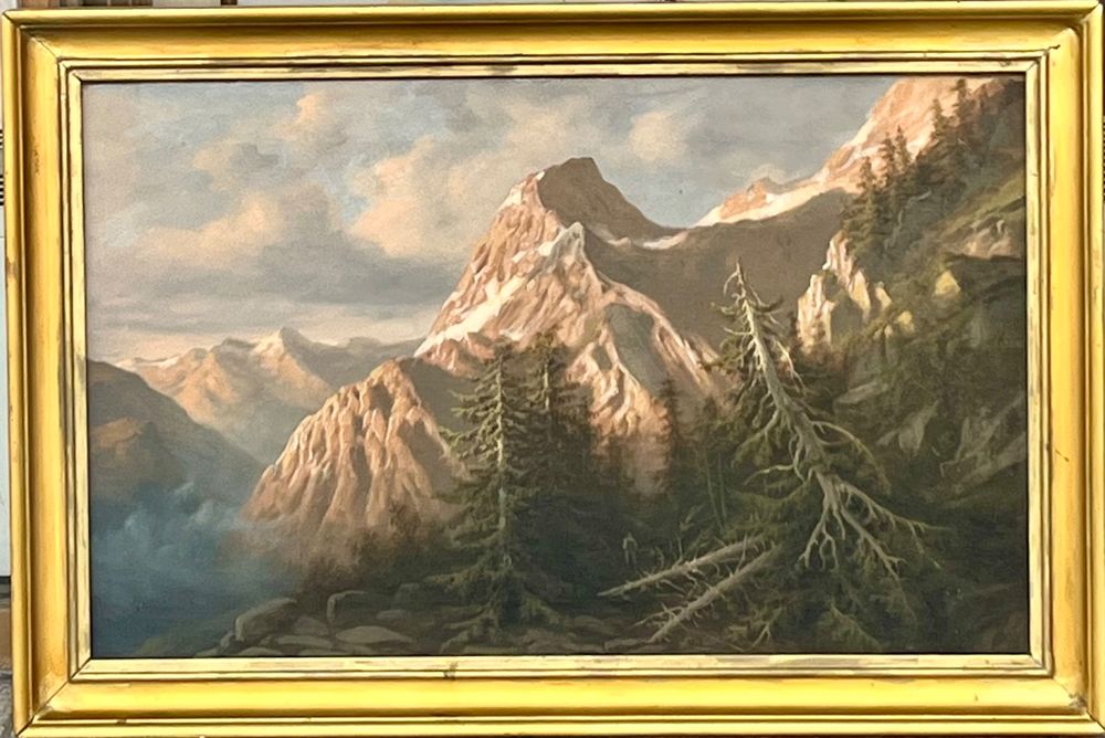 Antike Schweizer Schule Berglandschaft Gemälde | Kaufen auf Ricardo