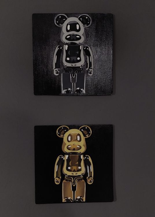 Painting Set Picture Bear Brick gold/silver, gift, decor | Kaufen auf ...
