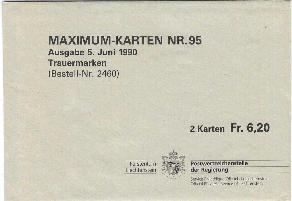 Lichtenstein Maximumkarten No. 95 original verpackt | Kaufen auf Ricardo