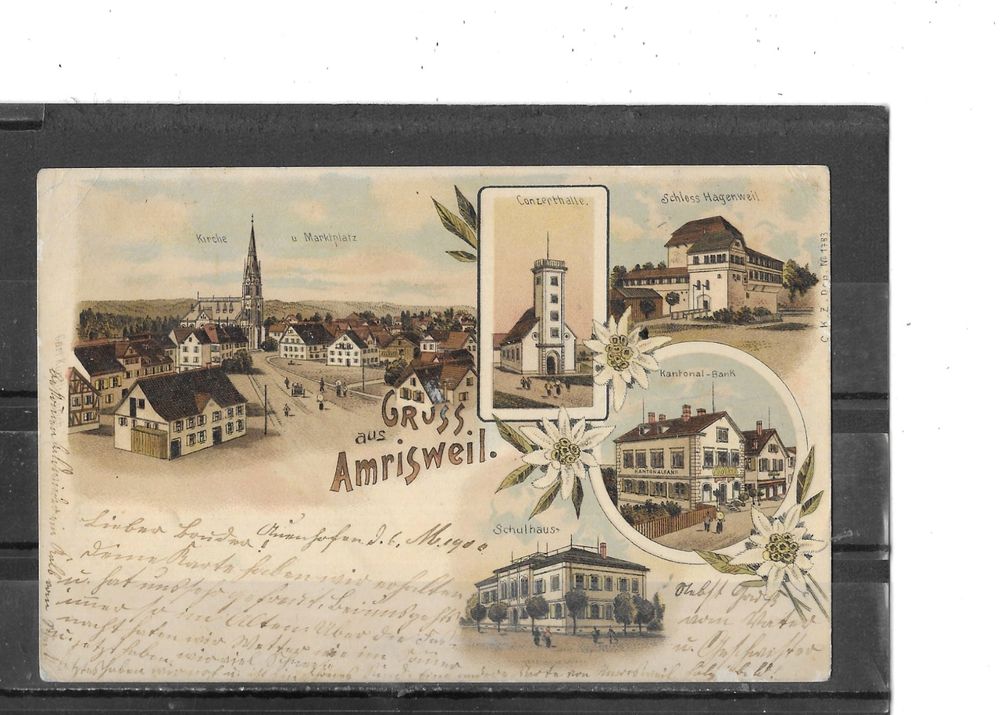 TG Gruss aus Amriswil 1900 (Litho) (Gebraucht) in Schocherswil für CHF 23 – mit Lieferung auf ...