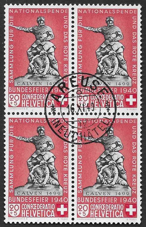 1940: Pro Patria Nr.B7 bloc de 4 oblit.Areuse ( Neuchâtel ) | Acheter sur Ricardo