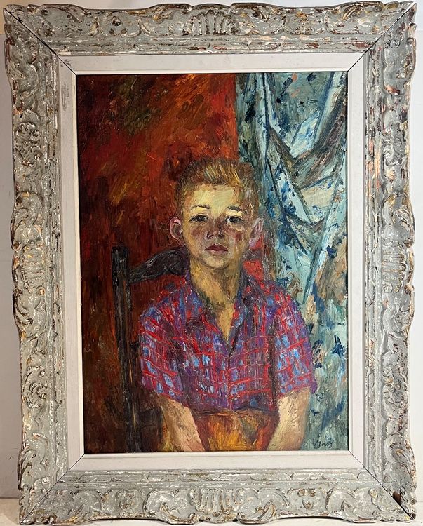 Curt Manz (1900-1989) Gemälde von eine Sitzender Junge (Gebraucht) in ...