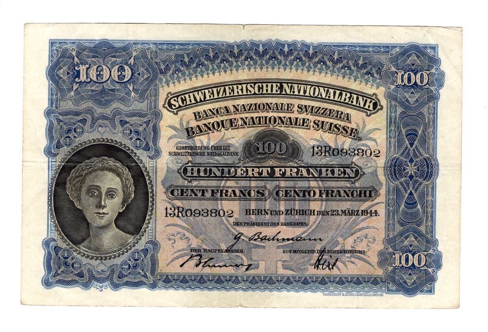 Banknote 100 Franken 1944 (Gebraucht) in Oberglatt ZH für CHF 41 – mit Lieferung auf Ricardo kaufen