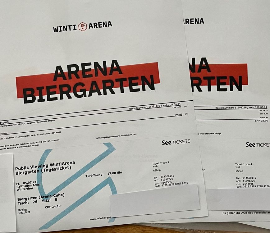 2 Tkts Winti Arena ‚Biergarten‘ - 5. Juli 2024 Tagesticket | Kaufen auf ...