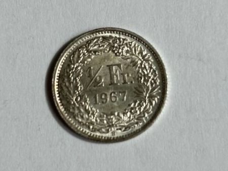 0.50 Fr. (1/2 Franken / 50 Rappen), 1967 (Silber) (Gebraucht) in Bettwiesen für CHF 1.8 – mit ...