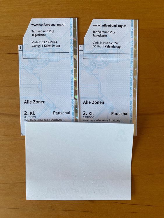 2 Tageskarten Tarifverbund Zug (Neu (gemäss Beschreibung)) in ...