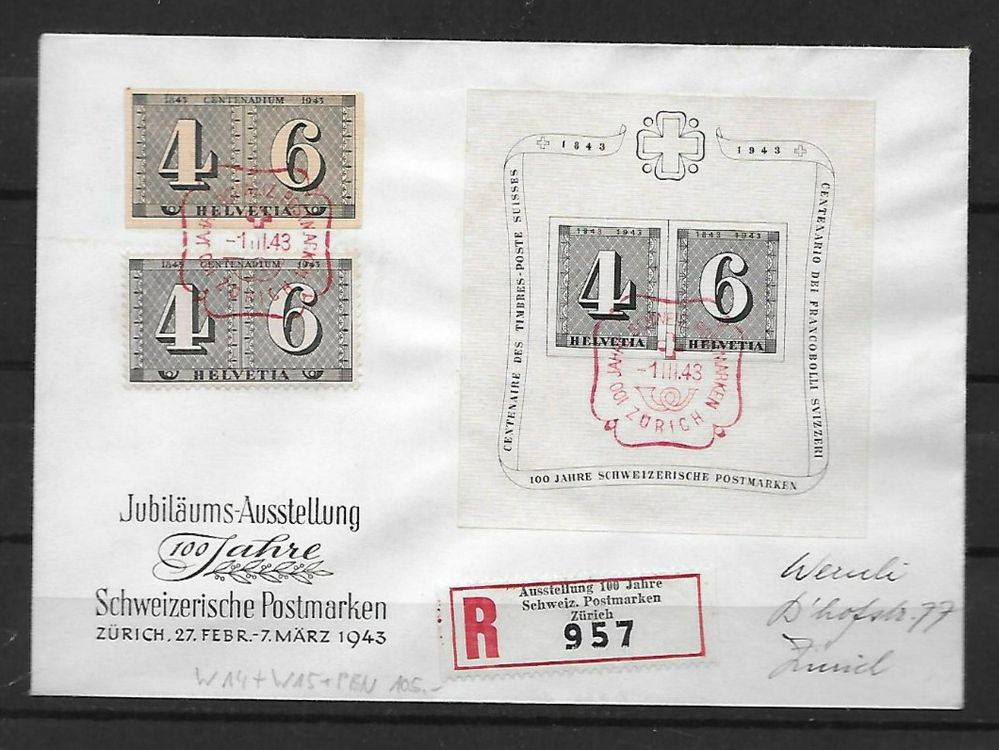 Block 1943 W14+W15 auf Brief Kat: CHF 105.- (Gebraucht) in Basel für CHF 9 – mit Lieferung auf ...