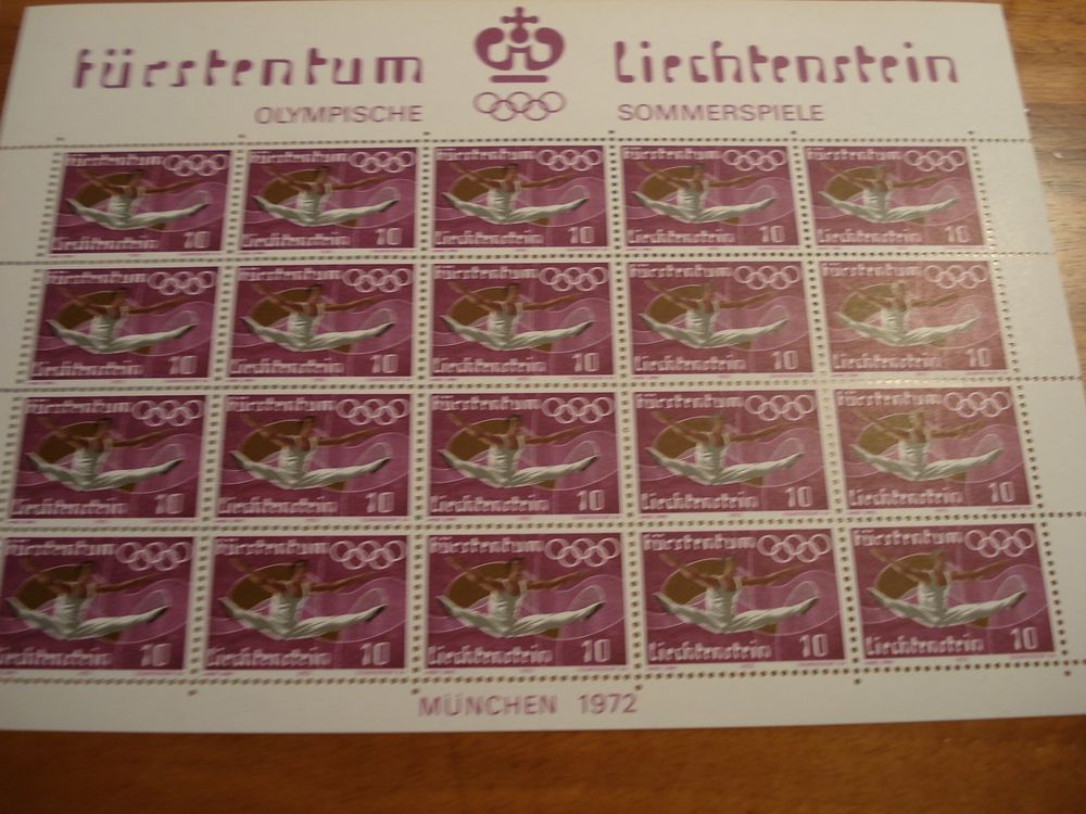 Liechtenstein 1972, Bogensatz Sommerolympiade, Hans Erni ** (Gebraucht) in Niederwil AG für CHF ...