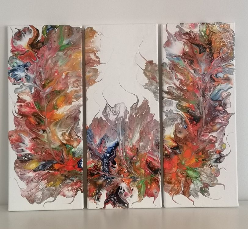 Pouring Bild auf Leinwand, 3-teilig, je 20 x 50 cm (Neu (gemäss Beschreibung)) in Gansingen für ...