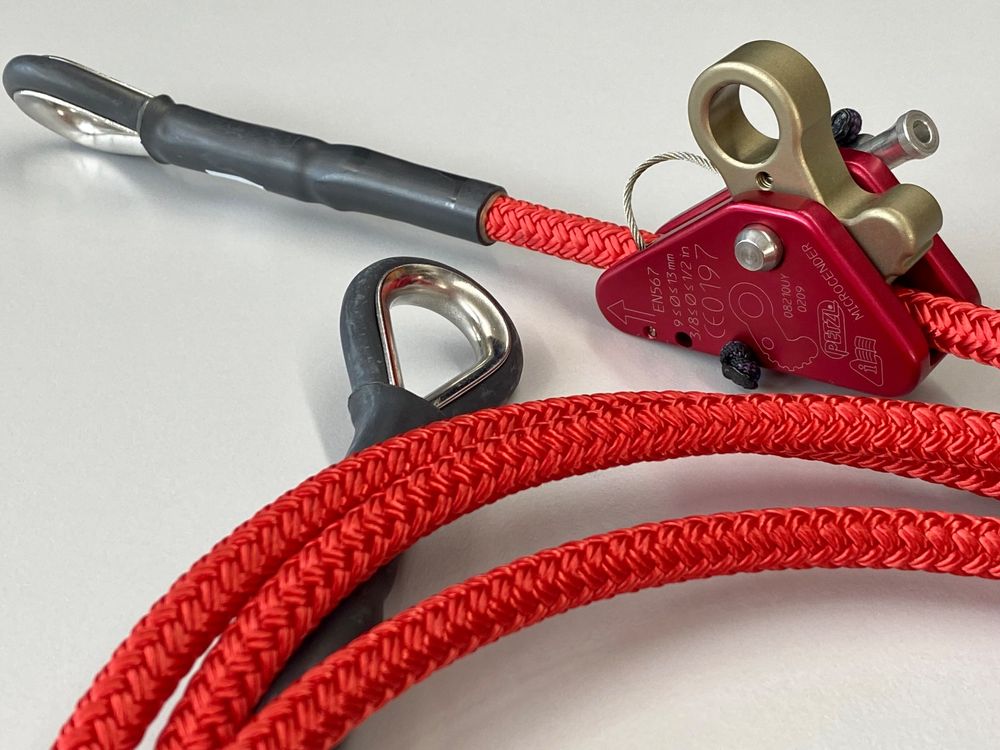 Petzl B54 MICROCENDER Ø9-13 mm + Schnittschutzseil 3 m Rot (Neu (gemäss ...