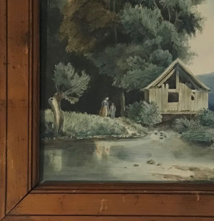 Antike Hollandische Landschaft Aquarell mit Kühe | Kaufen auf Ricardo