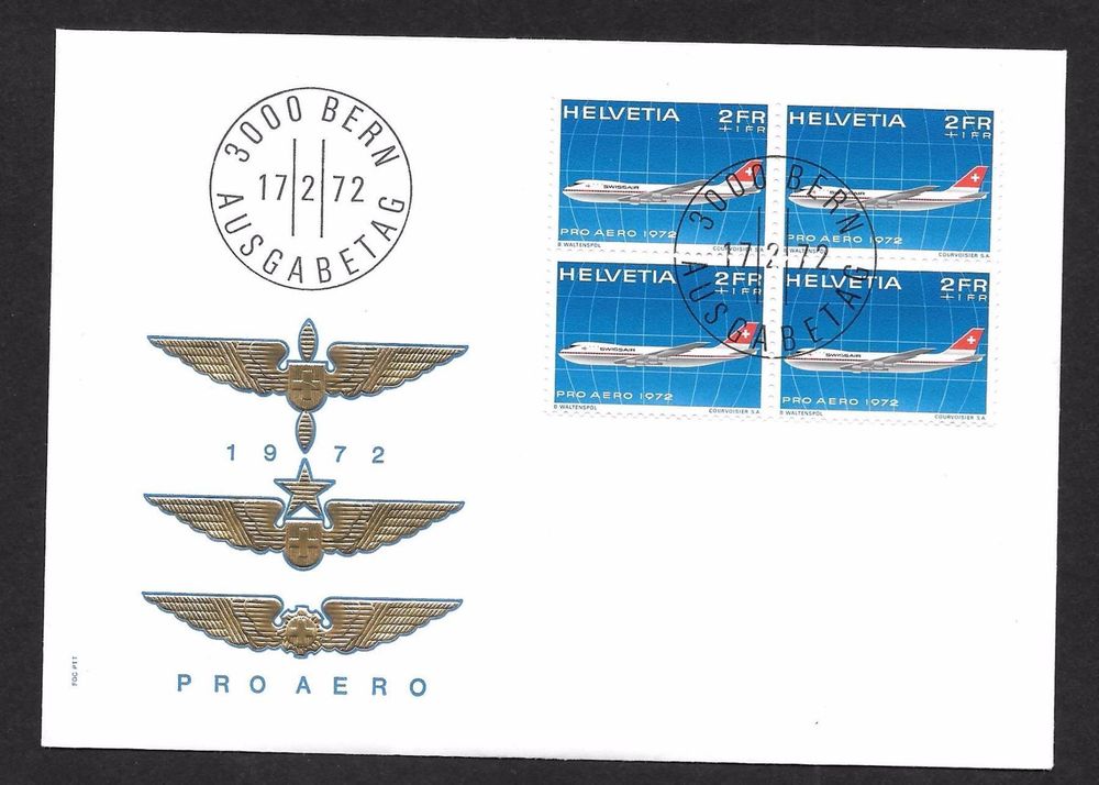 Flugpost FDC F47 Viererblock Pro Aero ET 17.2.1972 | Kaufen auf Ricardo