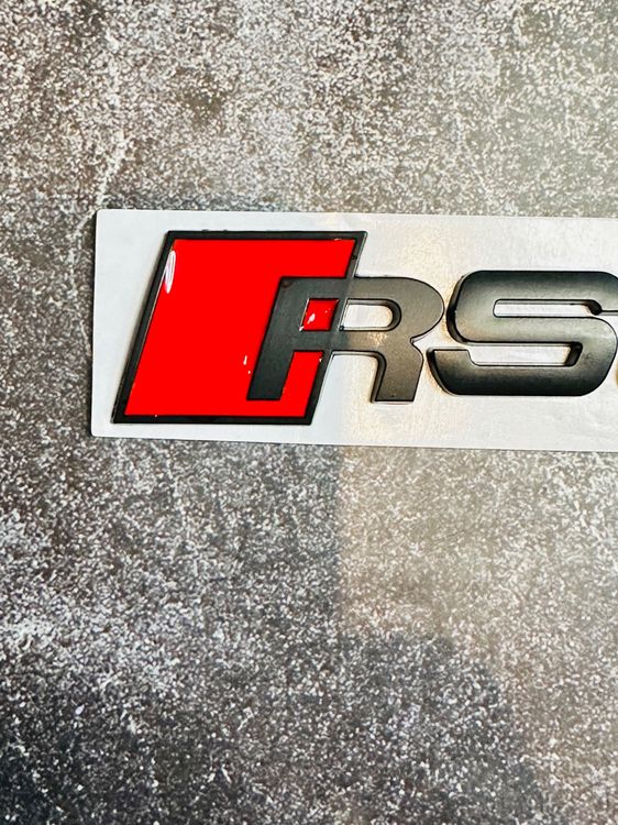 Audi RS3 Emblem Schriftzug Logo aus Metall Rot/Schwarzmatt (Neu und ...