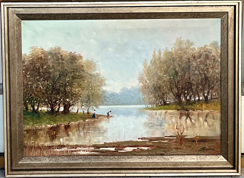 Grosse Seelandschaft Gemälde mit Personen, Unl. Signiert (Gebraucht) in Root für CHF 19 – mit ...