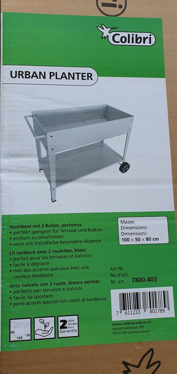 URBAN PLANTER Hochbeet mit 2 Rollen perlweiss | Kaufen auf Ricardo