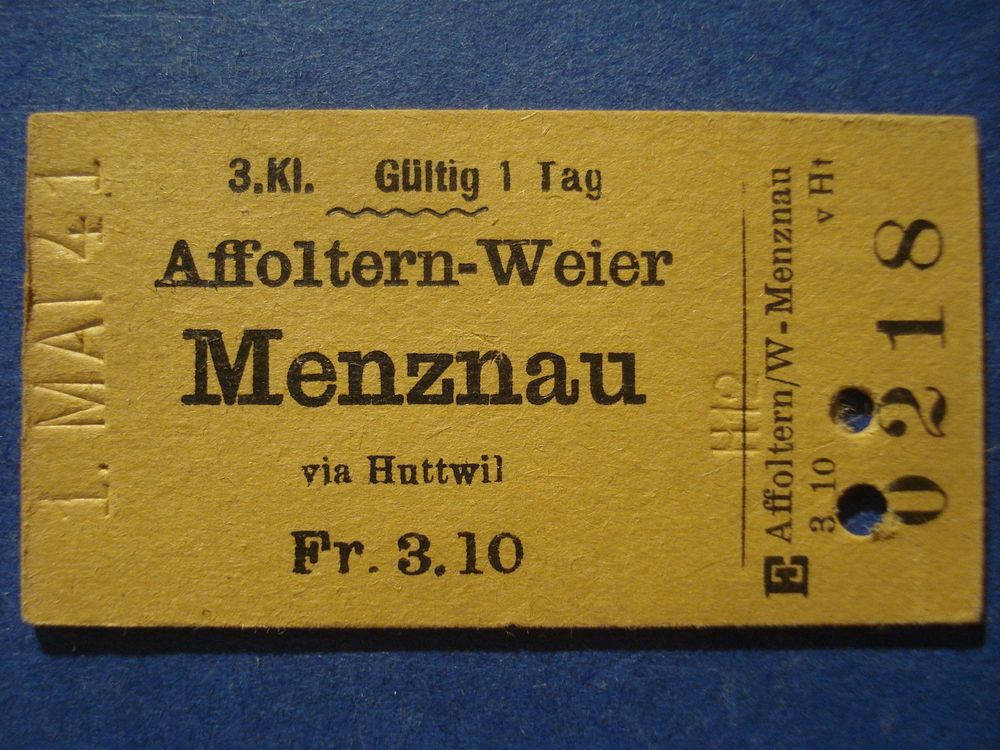 SBB - BLS - EBT - 1.5.1941 - AFFOLTERN-WEIER - MENZNAU - 3.K (Gebraucht) in Biel/Bienne für CHF ...