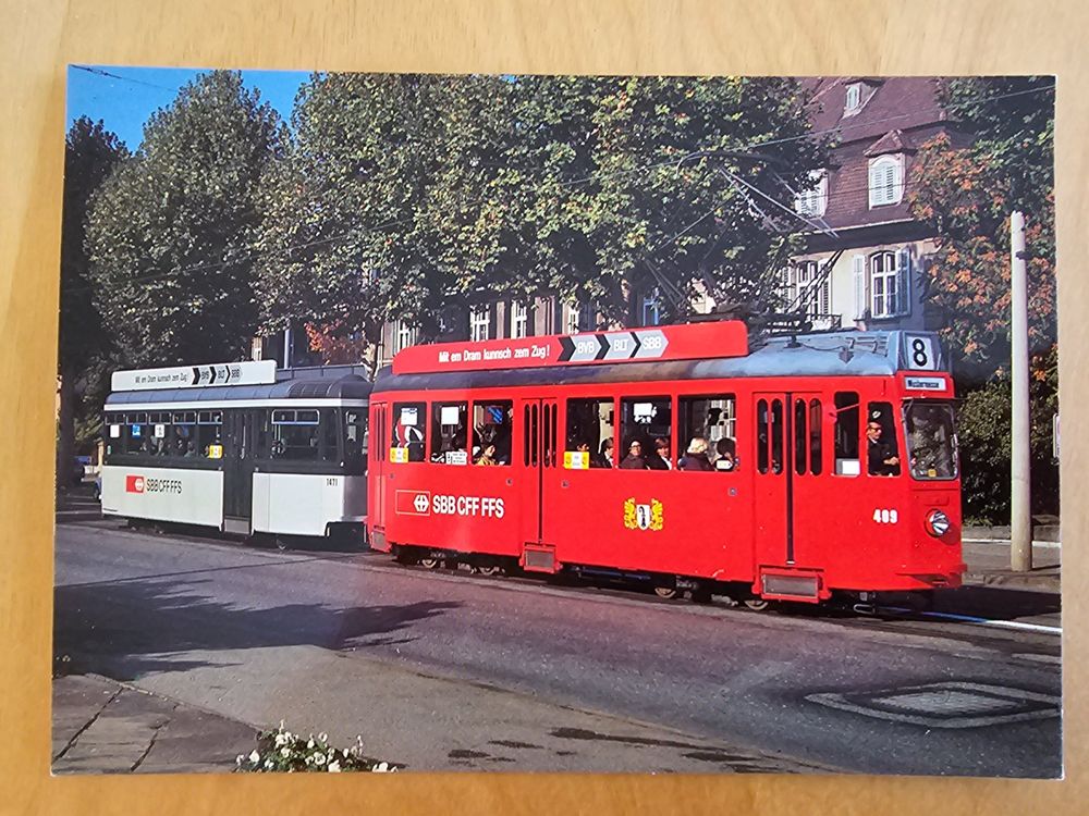 Postkarte BVB Basel Motorwagen Be 4/4 mit SBB Werbung (Neu (gemäss ...