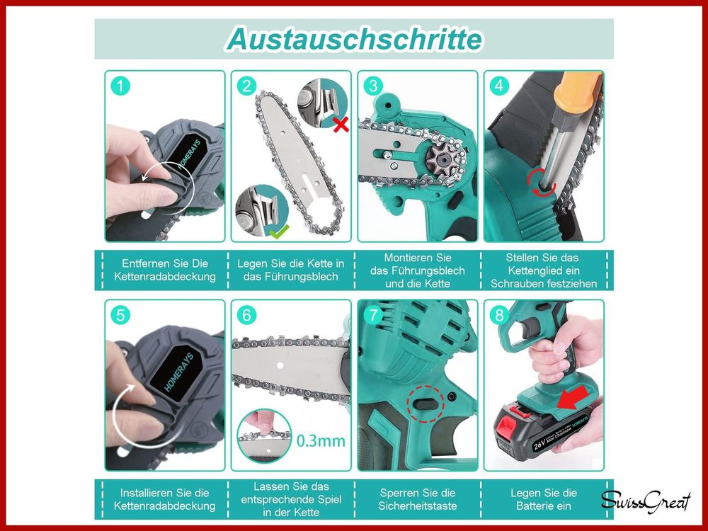 Akku Mini Kettensäge 26V 2 in 1 Kabellose Elektrosäge | Kaufen auf Ricardo