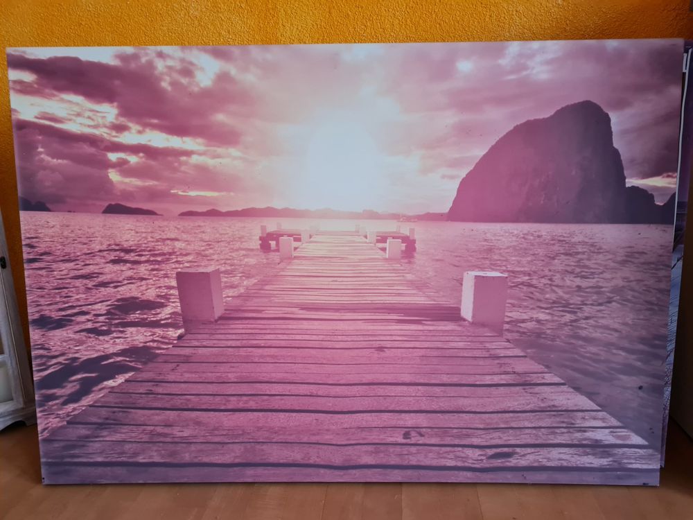 Leinwandbild mit Brücke am Meer | Kaufen auf Ricardo