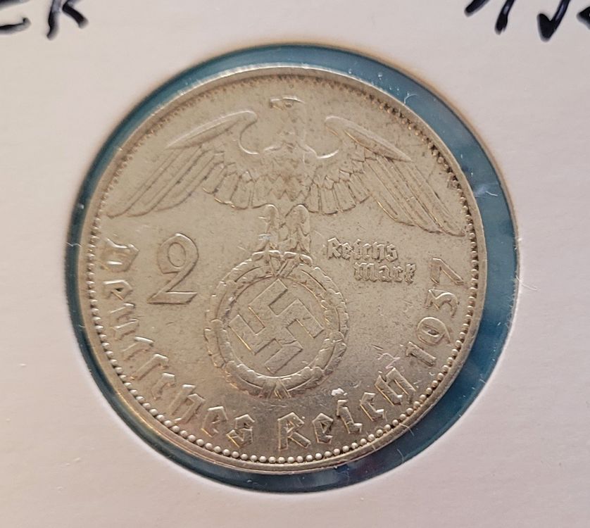 2 Reichsmark 1937 A Silber Nazi TopErhaltung (Gebraucht) in Oberriet SG für CHF 10 – mit ...