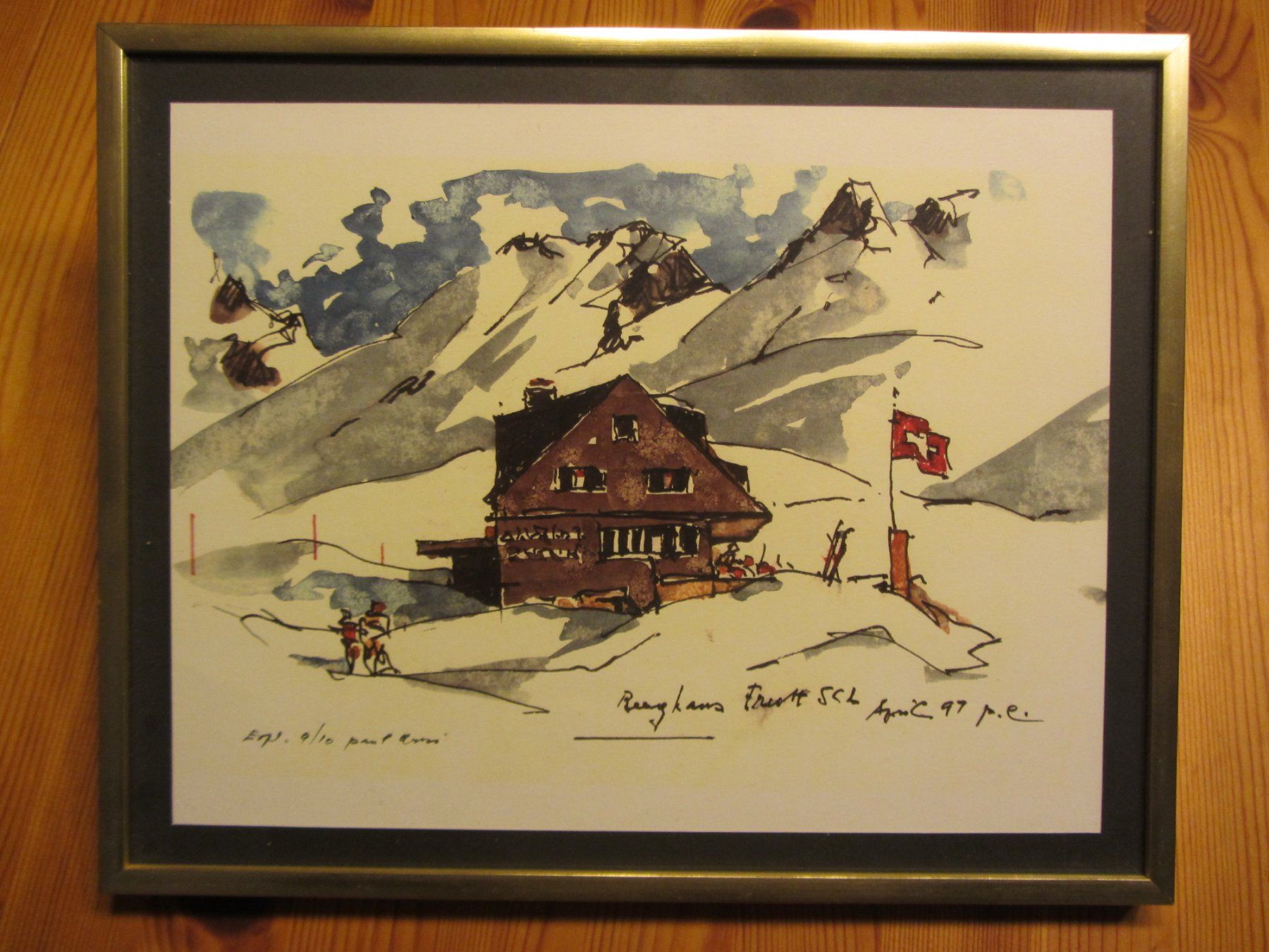 Aquarell von Paul Erni Skihaus SCL, April 97 Expl. 9/10 (Gebraucht) in ...